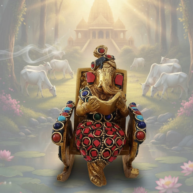 Artistic Brass Ganesha on Rocking Chair | Vastu & Spiritual Reading Ga ...